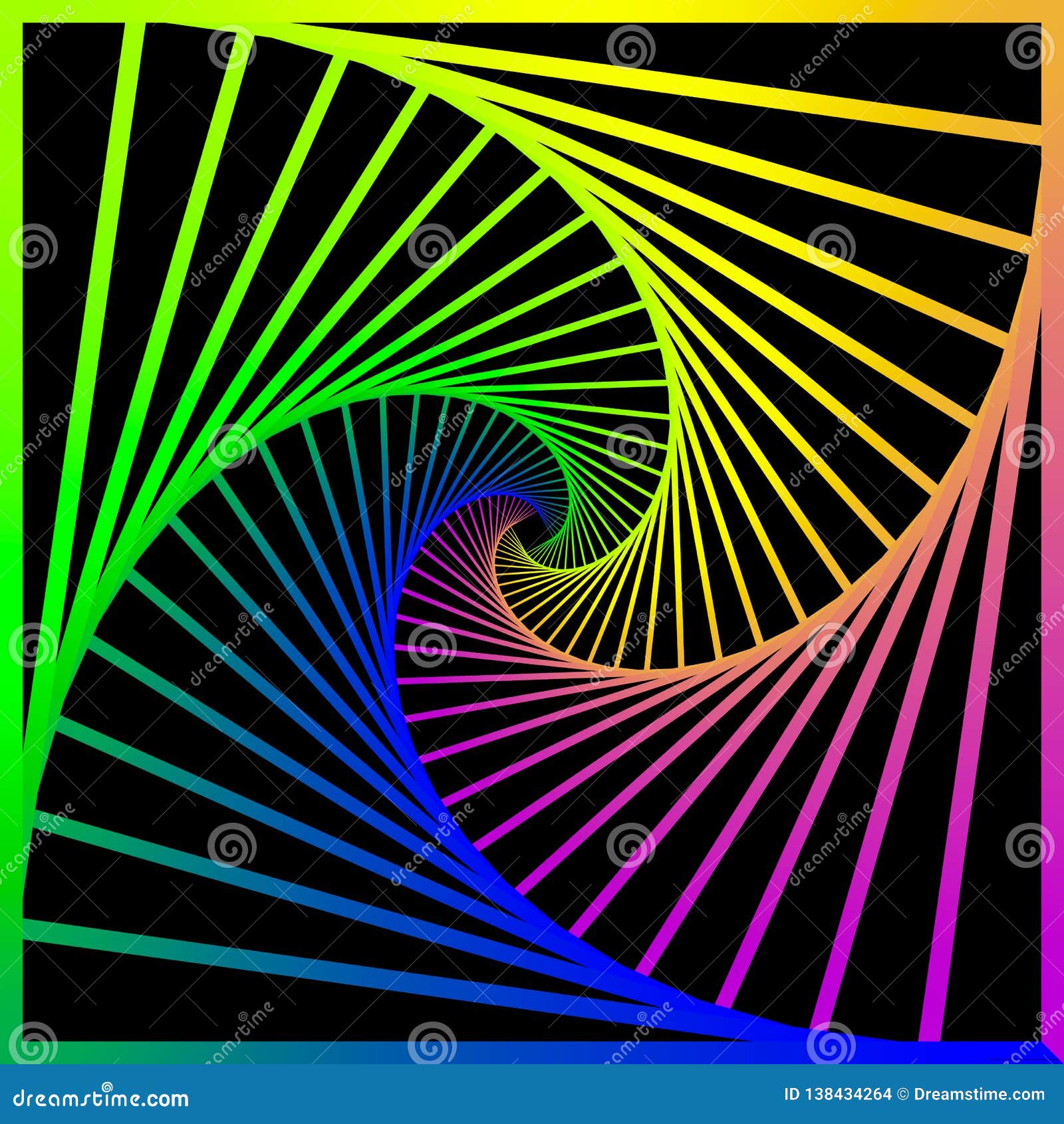 Inward Concentric Rotating, Spirally Squares Abstract Geometric ...