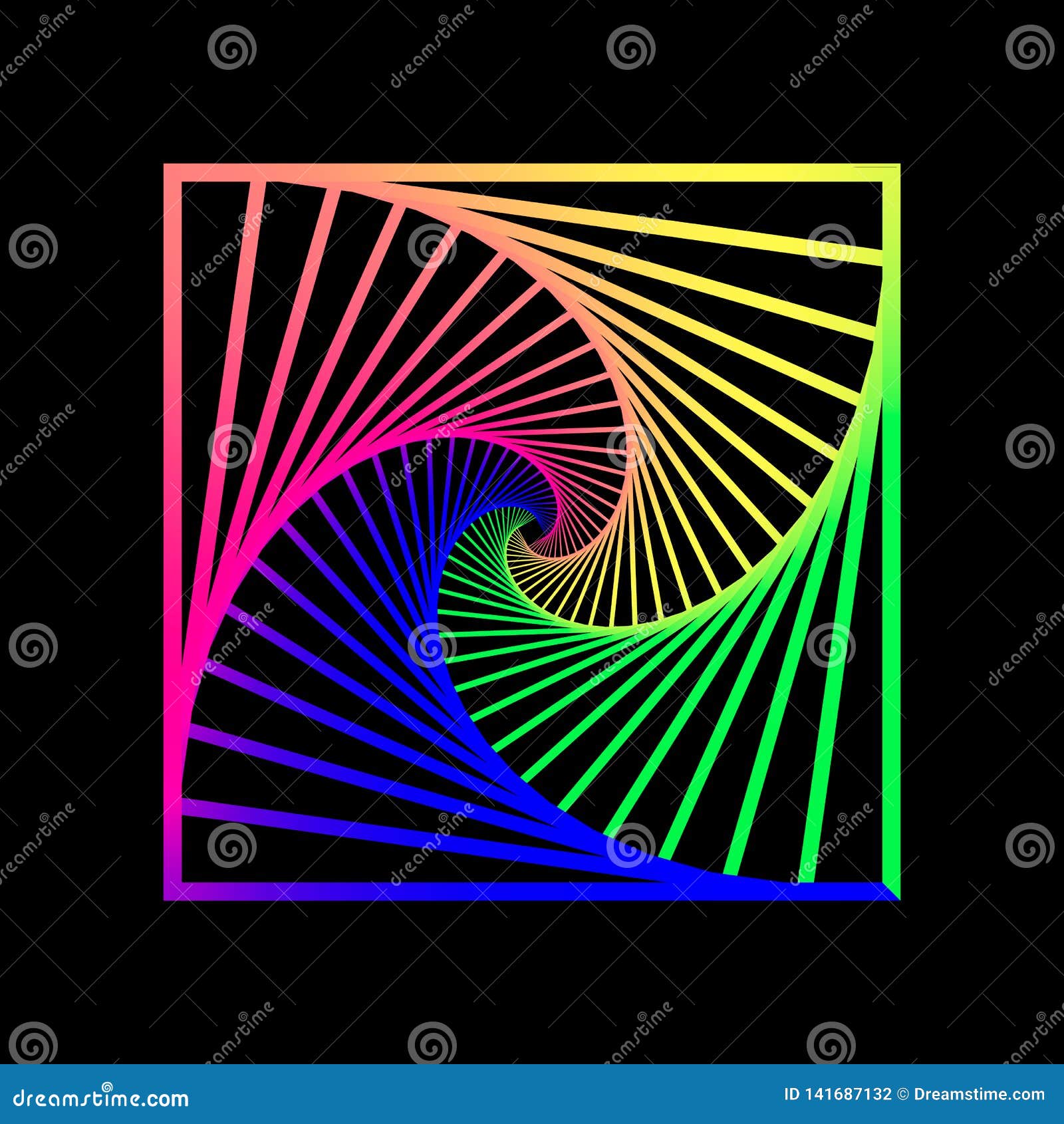 Inward Concentric Rotating, Spirally Squares Abstract Geometric ...
