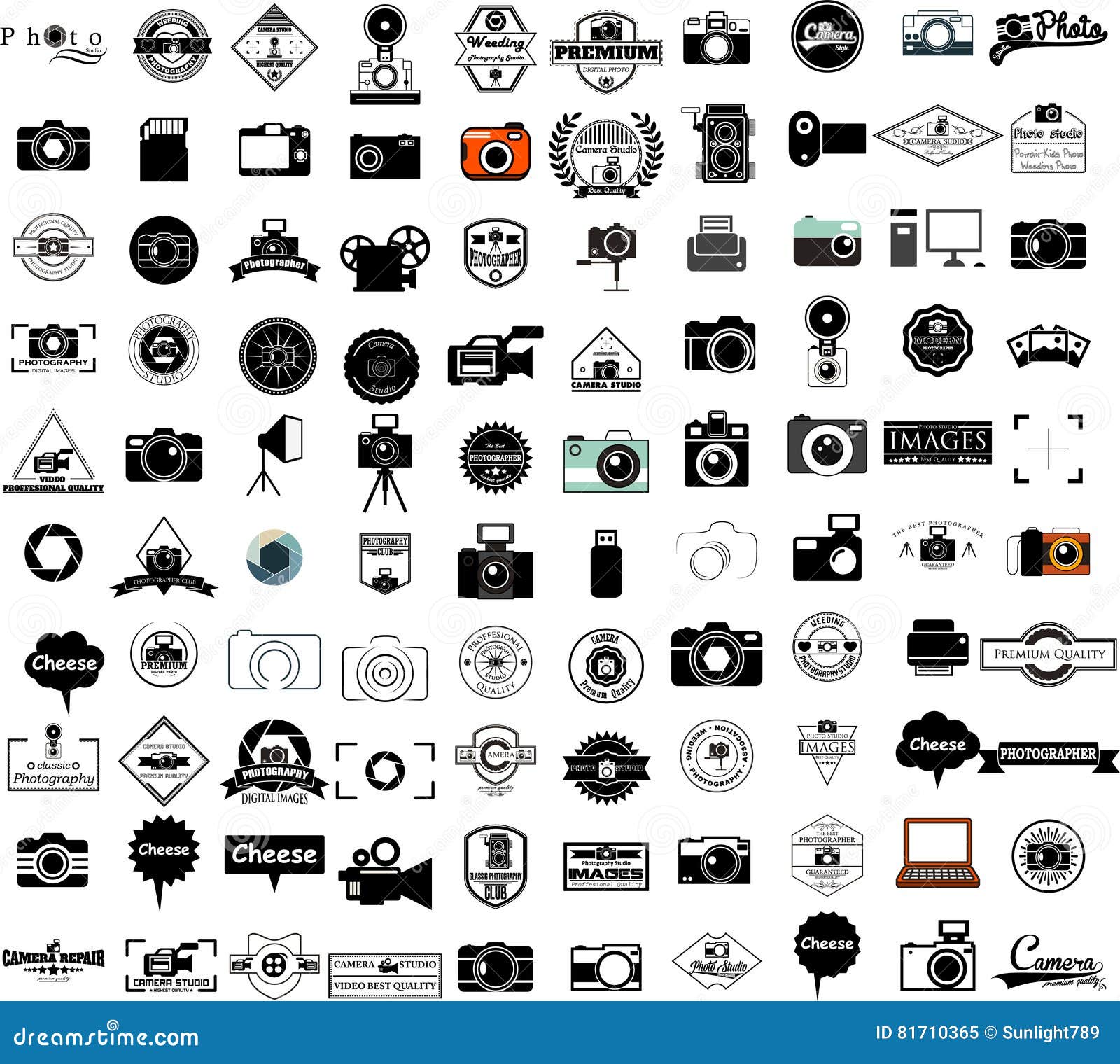 Inzameling Van Camerapictogrammen Stock Illustratie - Illustration of ...