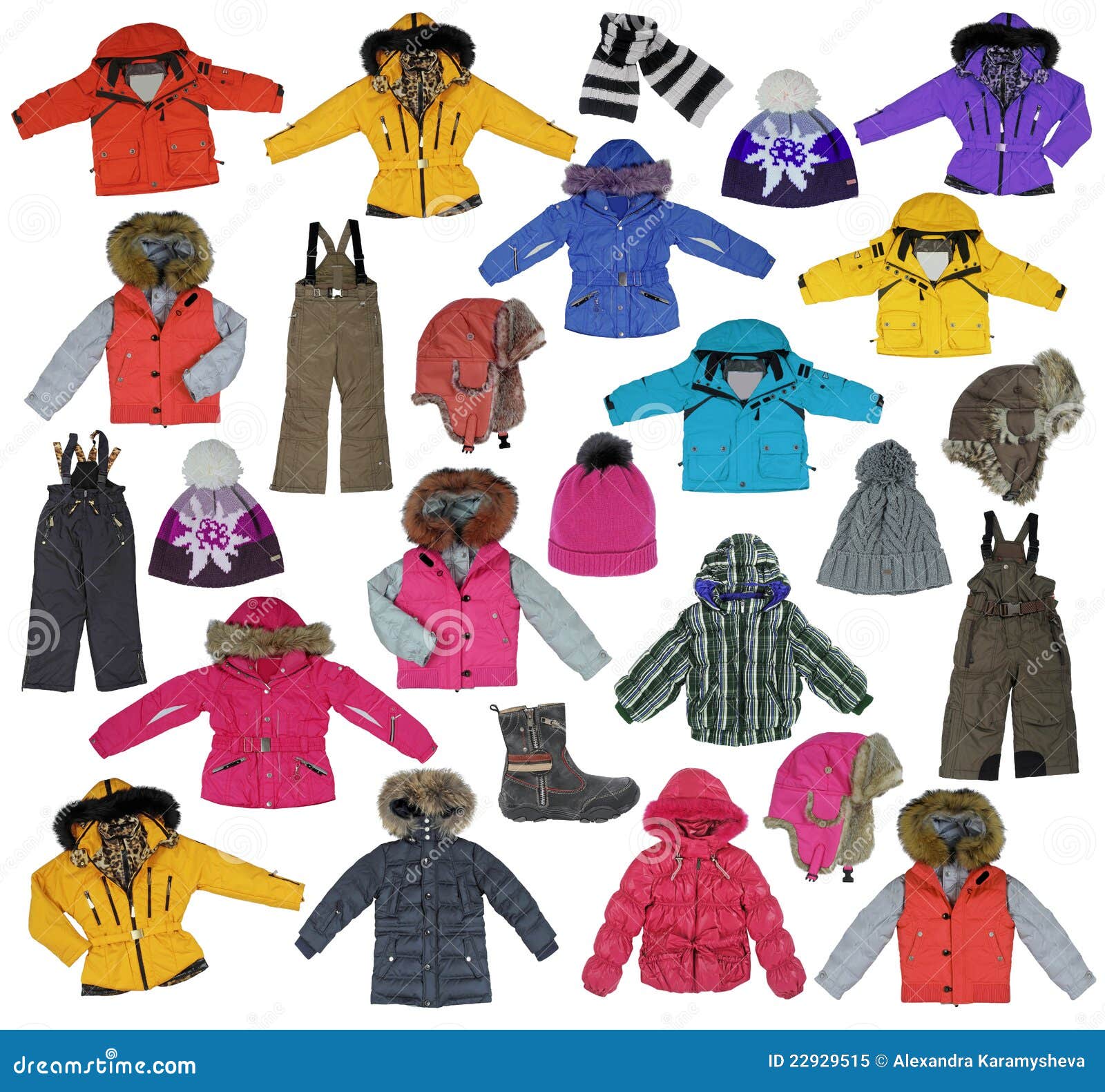 Inzameling Van De Kleding Van De Kinderen 's Winter Stock Afbeelding ...