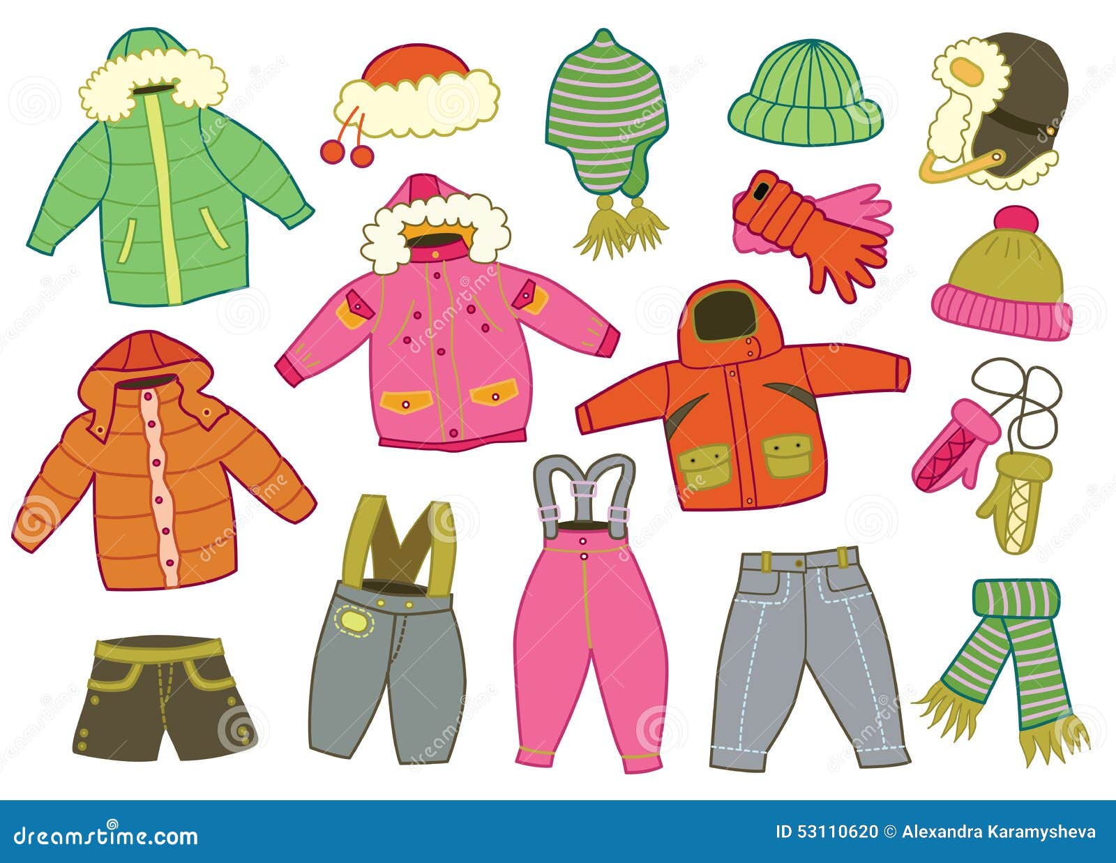 Inzameling Van De Kleding Van De Winterkinderen Vector Illustratie ... Inzameling Van De Kleding Van De Winterkinderen Vector Illustratie ...