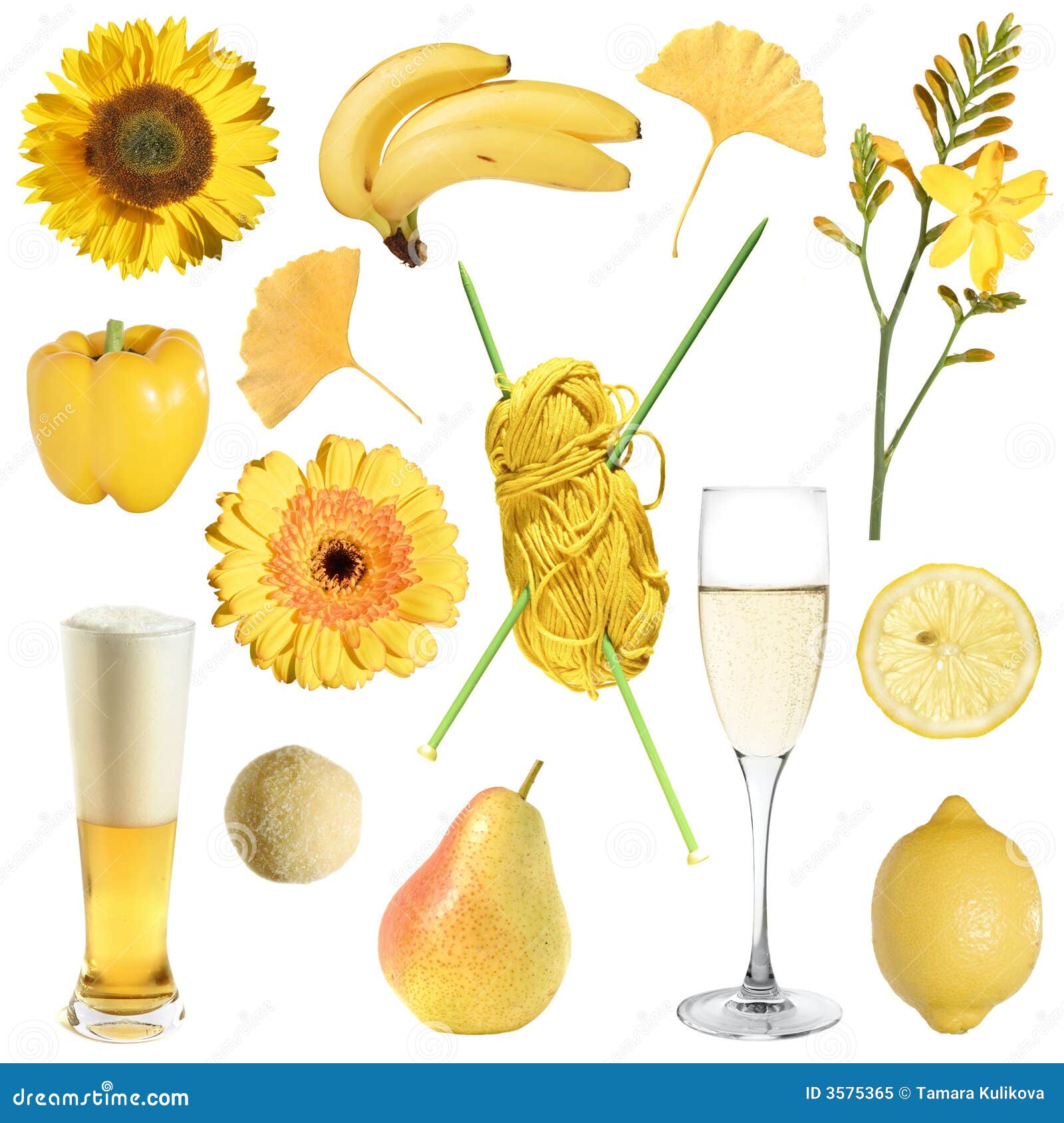 Inzameling Van Gele Voorwerpen Stock Afbeelding - Afbeelding: 3575365