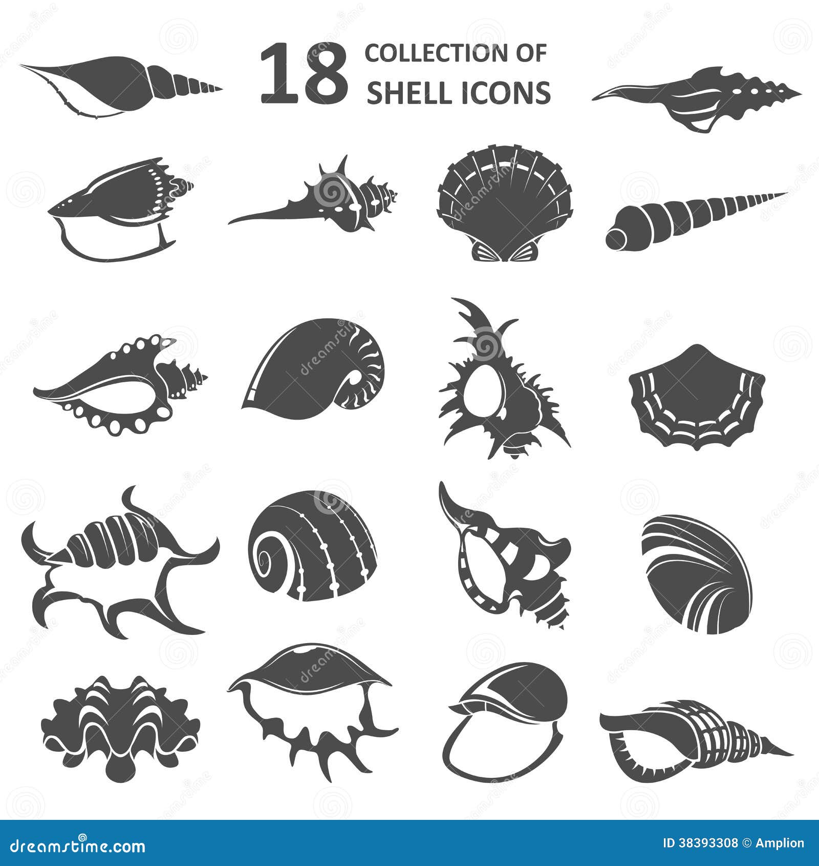 Inzameling Van Shell Pictogrammen Vector Illustratie - Illustration of ...