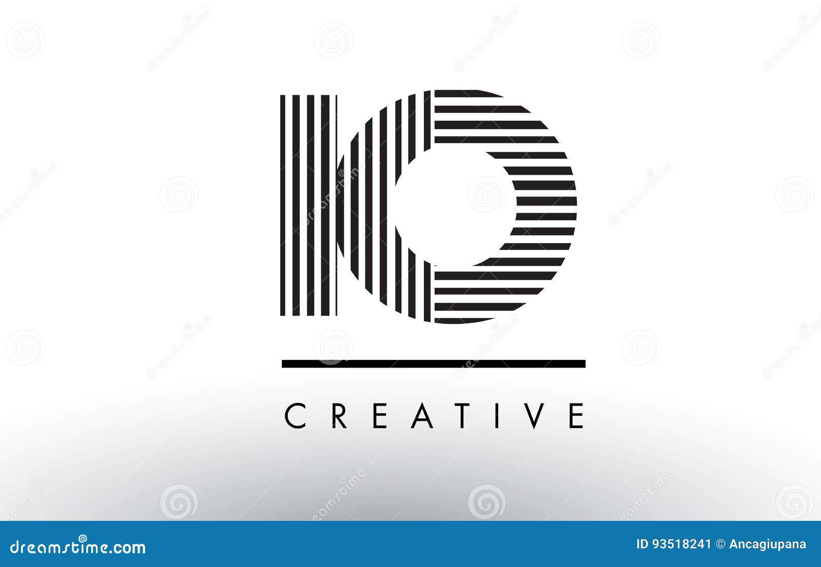 IO I O Black and White Lines Letter Logo Design. Stock Vector ...