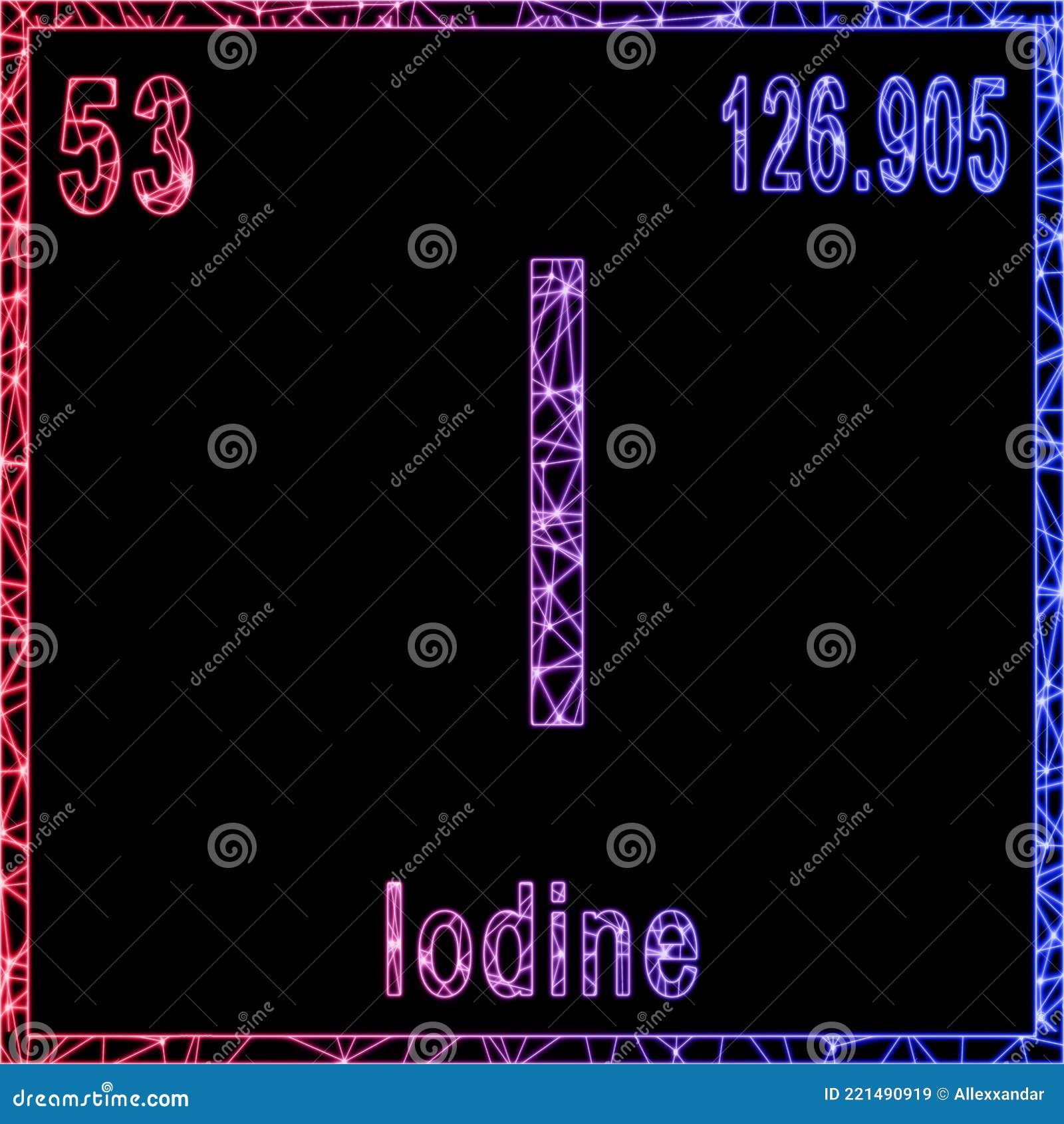 Iodine Chemical Element, Sign with Atomic Number and Atomic Weight ...