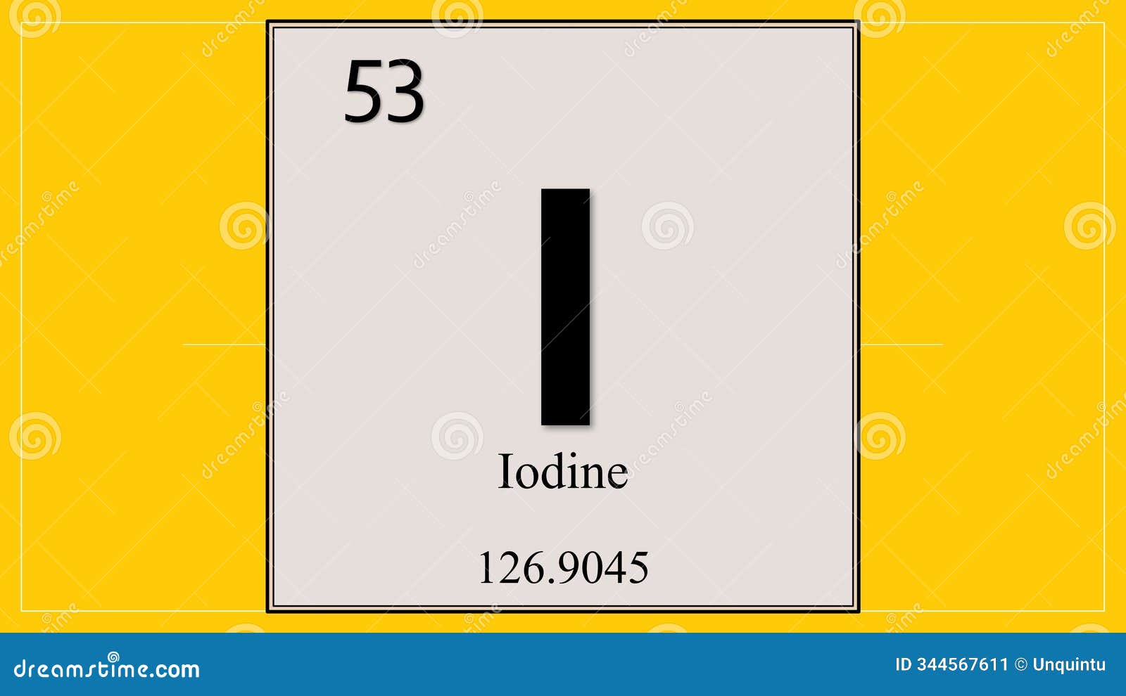 Iodine Chemical Element Symbol on Yellow Abstract Background Stock ...