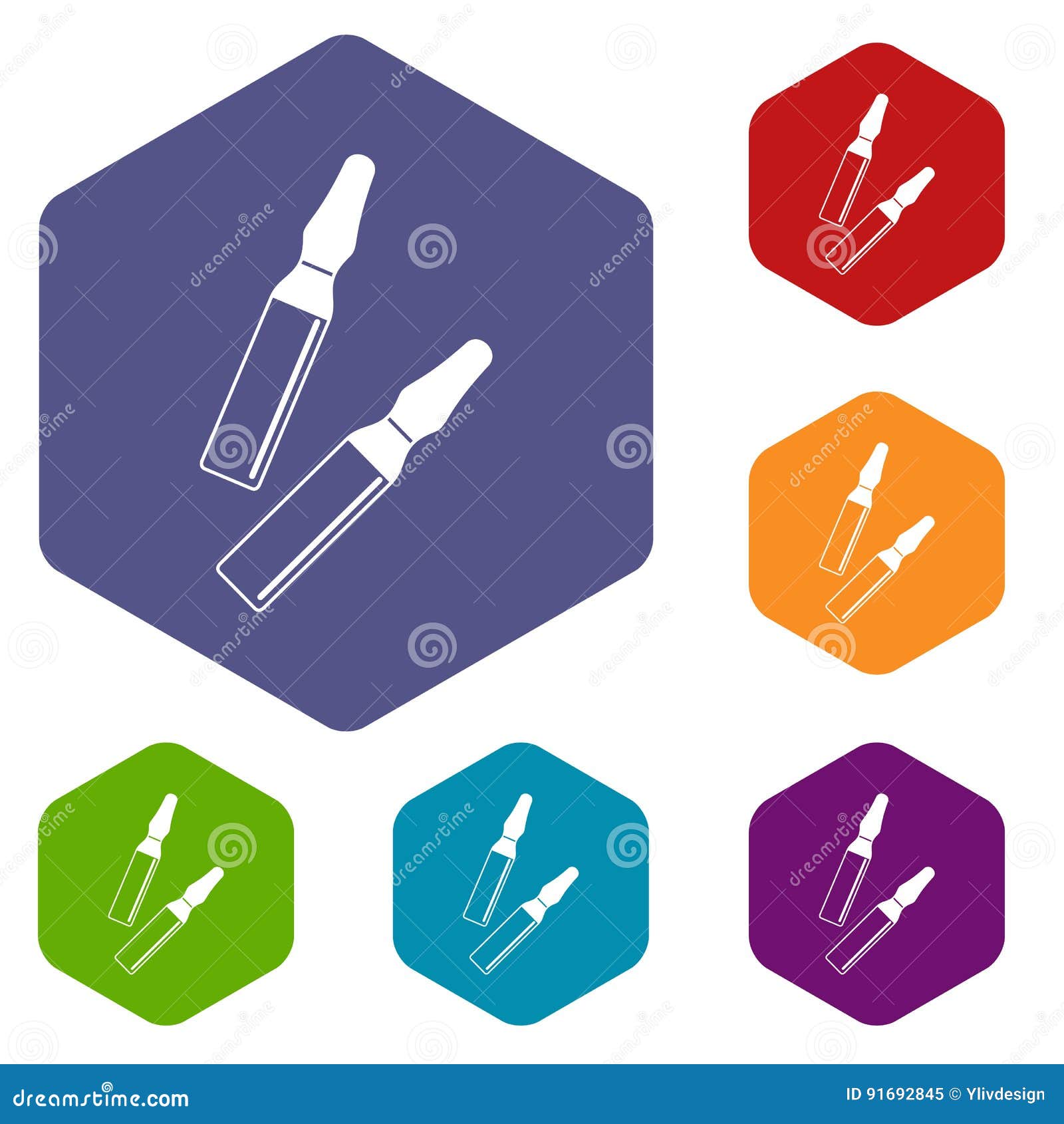Iodine Sticks Icons Set Hexagon Stock Vector - Illustration of ...