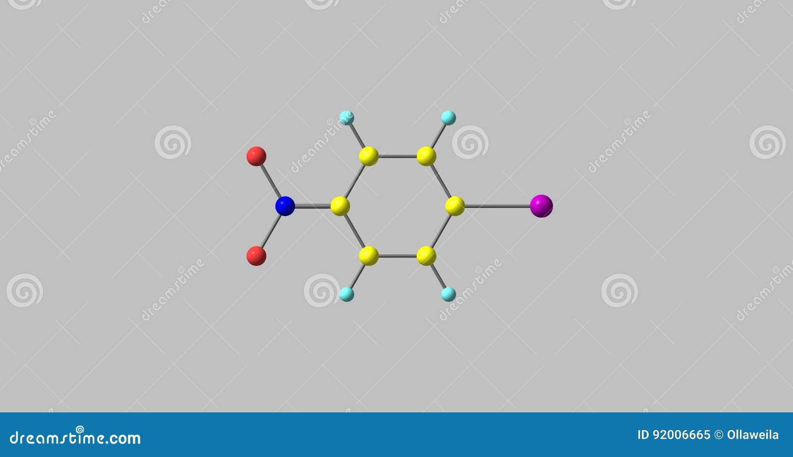 4-Iodo-1-nitrobenzene Molecular Structure Isolated on Grey Stock ...