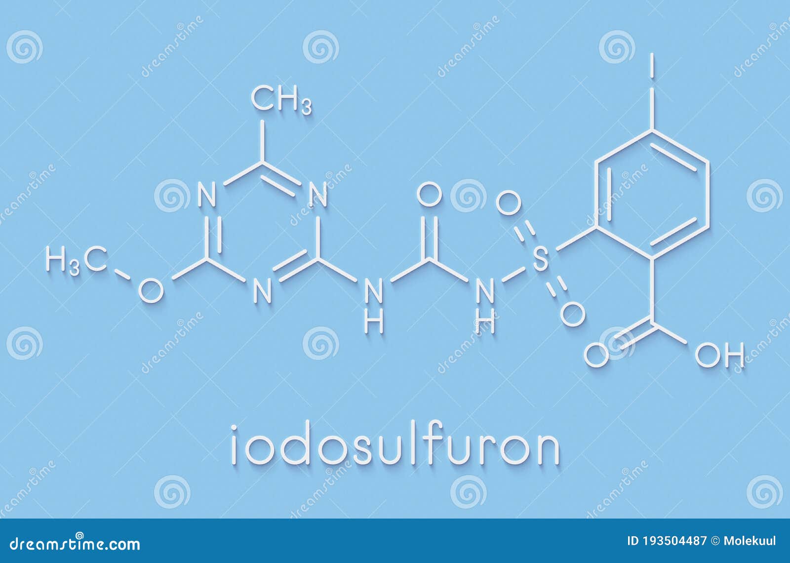 Iodosulfuron Herbicide Molecule. 3D Rendering. Atoms Are Represented As ...