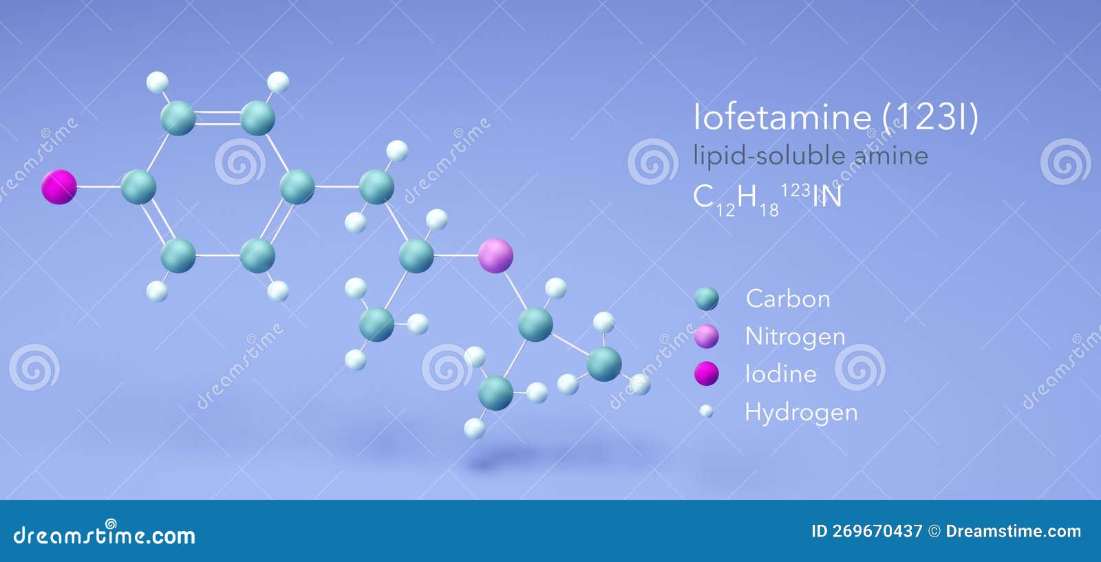 Iofetamine Molecule, Molecular Structures, Lipid-soluble Amine, 3d ...