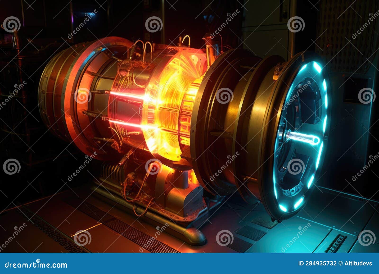 Ion Thruster Engine Glowing In The Dark Royalty-Free Stock Photography ...