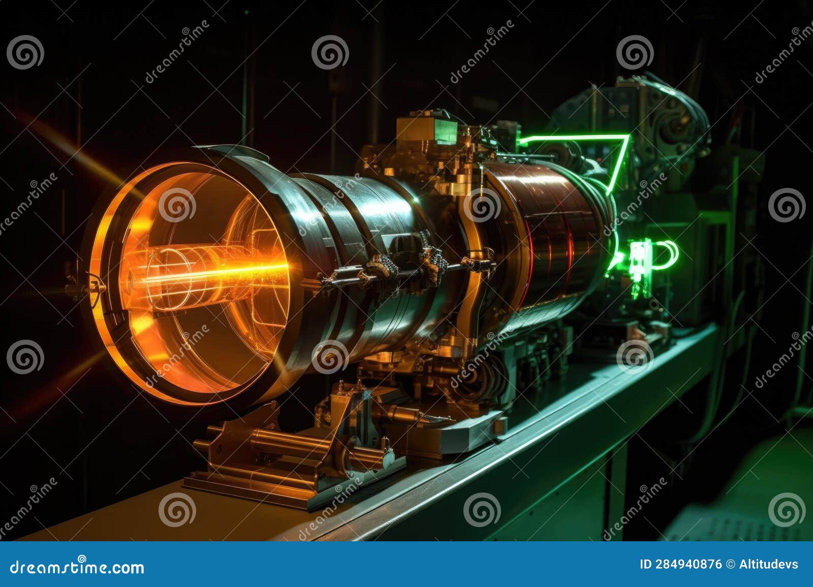 Ion Thruster Engine Glowing in the Dark Stock Photo - Image of ...