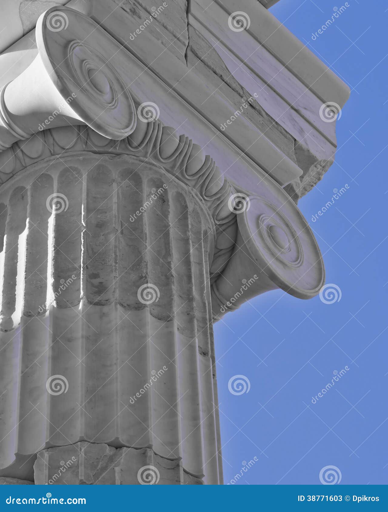 Ionian Order Column Detail, Blue Sky Background Stock Image - Image of ...