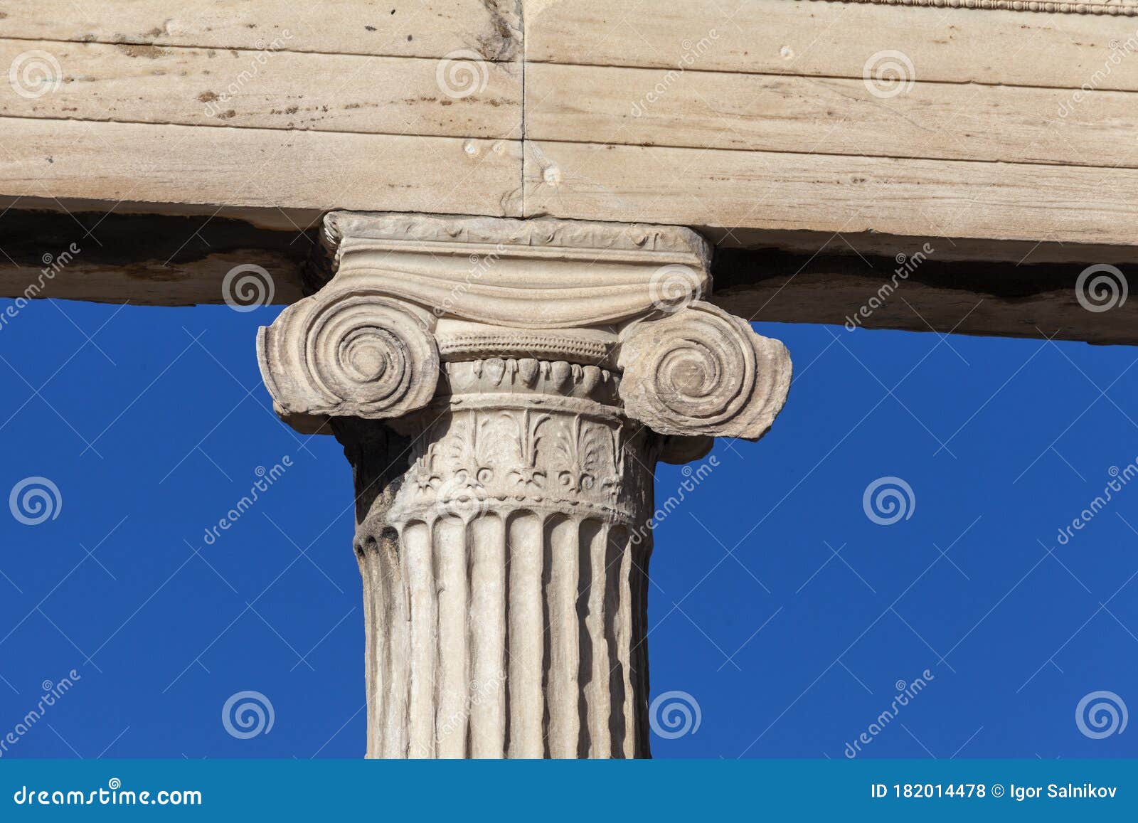 Ionian Order on a Marble Column on the Acropolis. Stock Photo - Image ...
