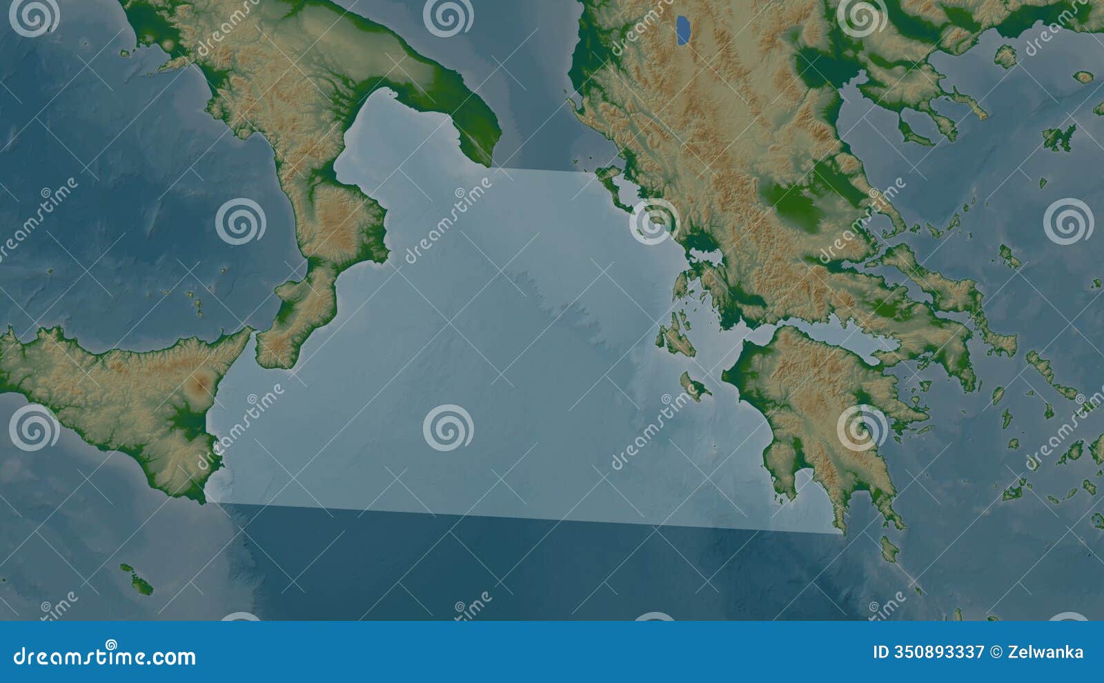 Ionian Sea Highlighted. Physical Map Royalty-Free Stock Photography ...