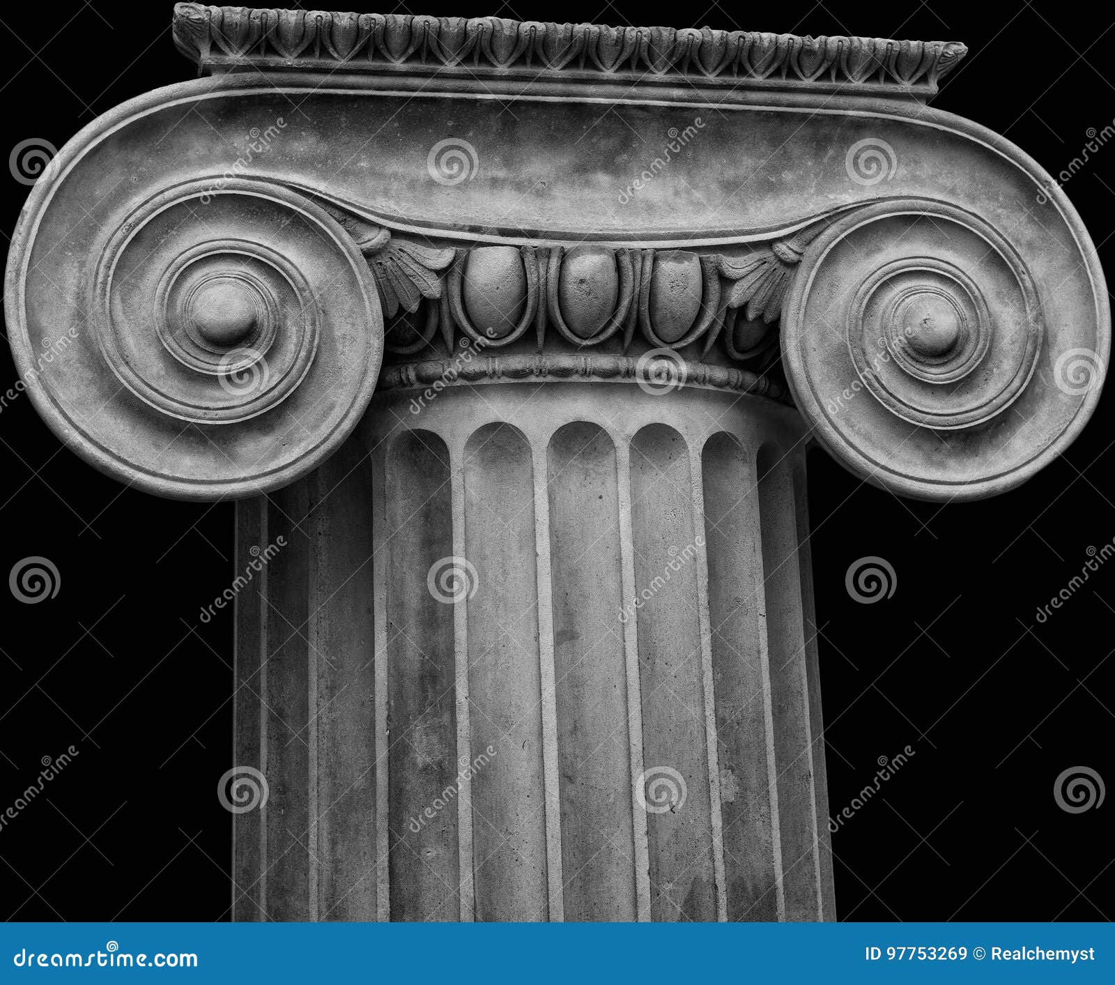 Ionic Capital on Black Background Stock Image - Image of architectural ...