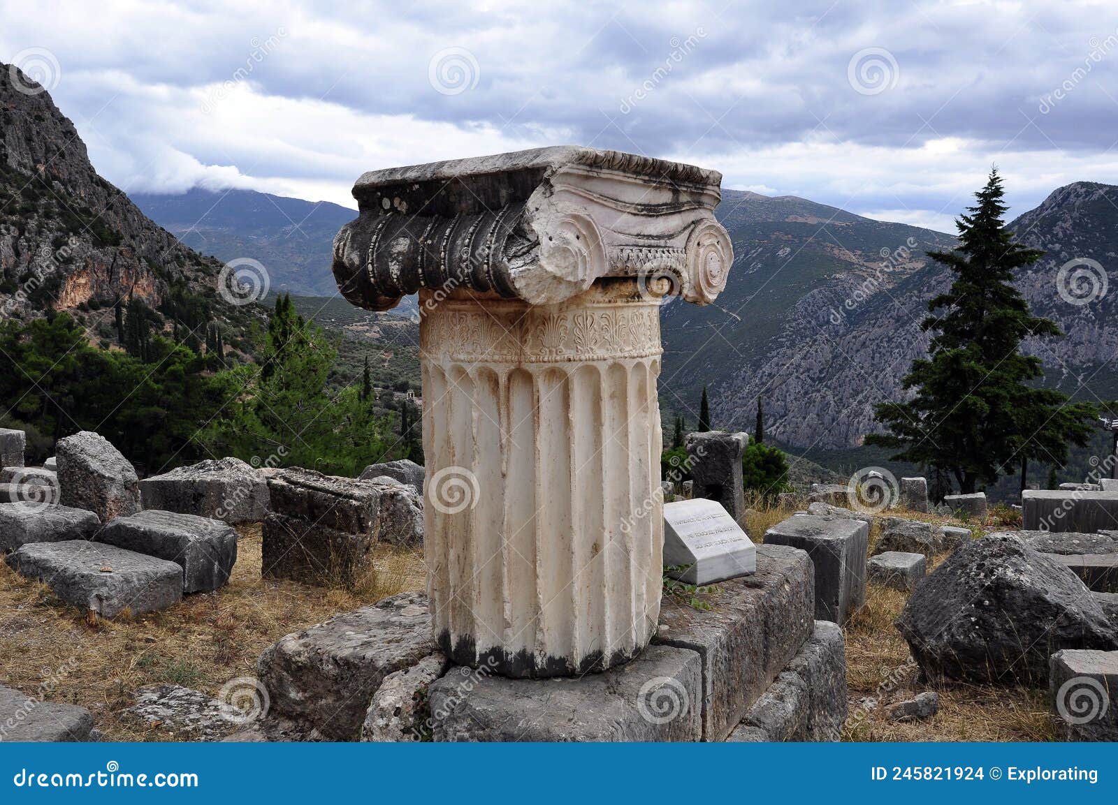 Ionic column - Delphi stock photo. Image of ruins, ionic - 245821924