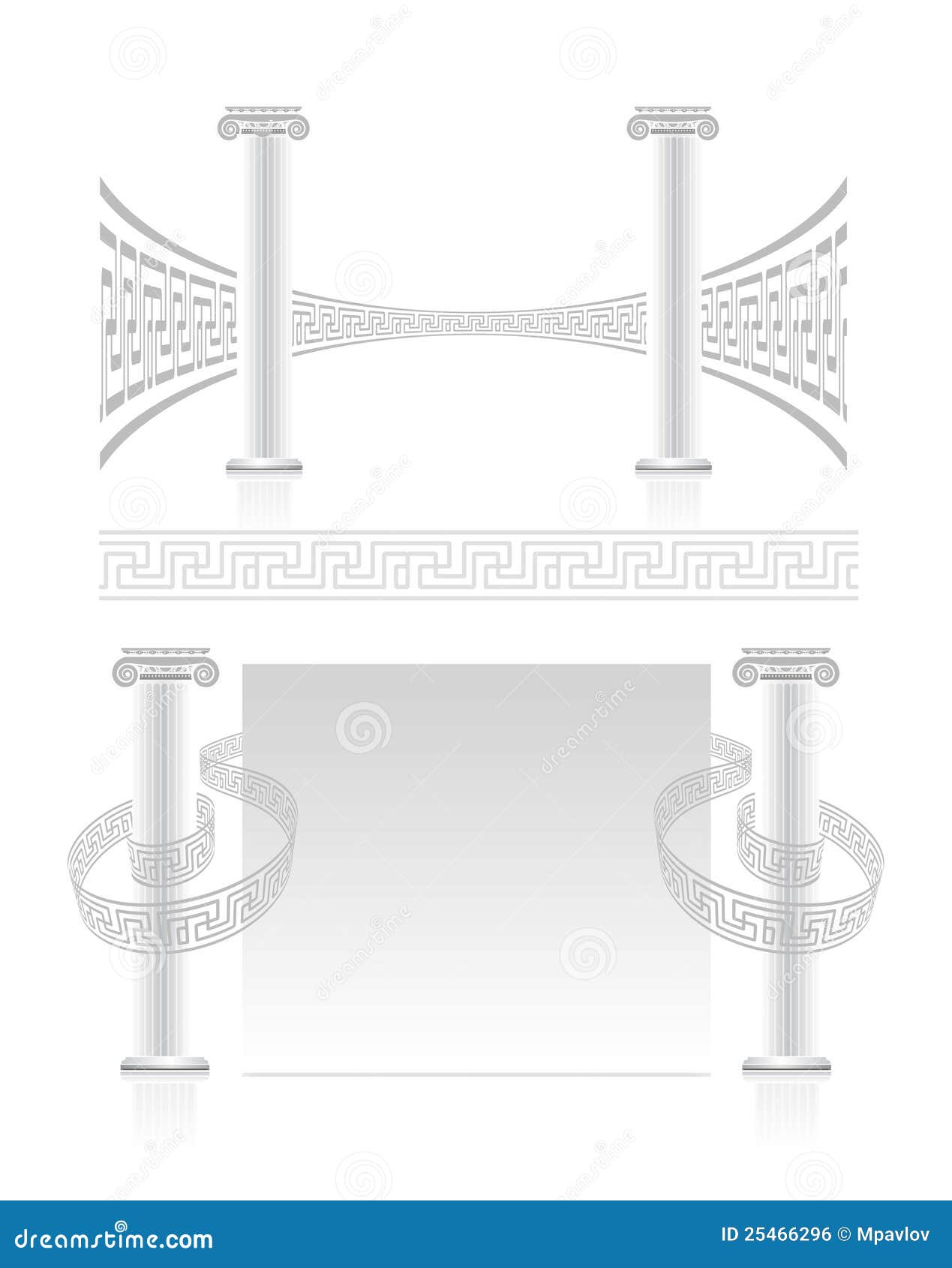 Ionic Column with Greek Key Pattern Stock Vector - Illustration of ...