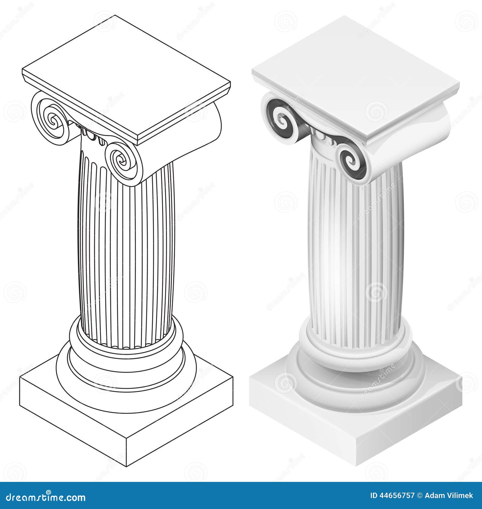 Ionic Column Style Isometric View Isolated Stock Illustration - Image ...