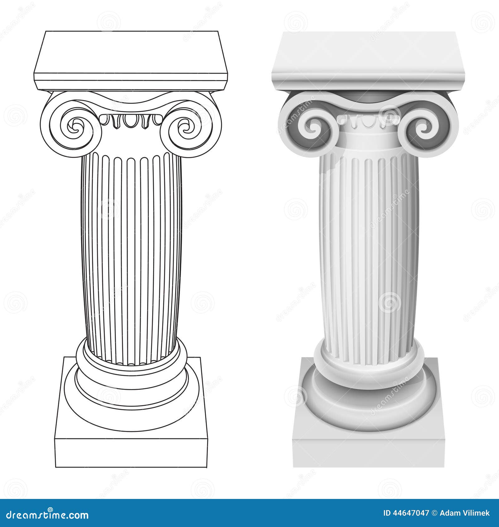 Ionic Column Style Perspective View Isolated Stock Vector ...