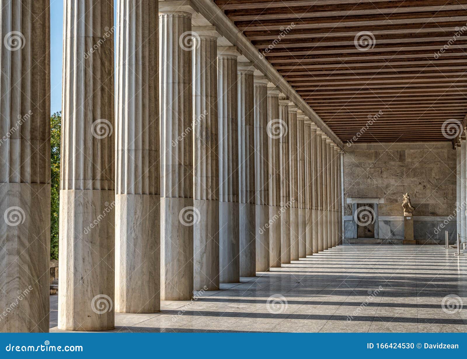 Athens, Greece - August 17, 2019: Ionic Columns Inside Stoa of Attalos ...