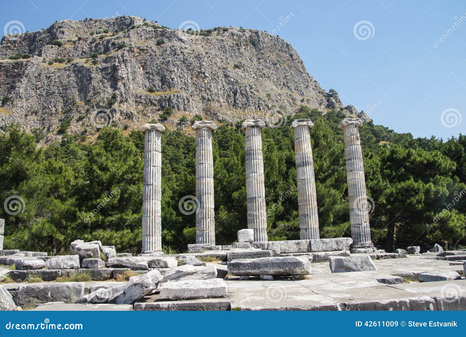 Ionic Columns Temple of Athena Stock Image - Image of ancient, stone ...