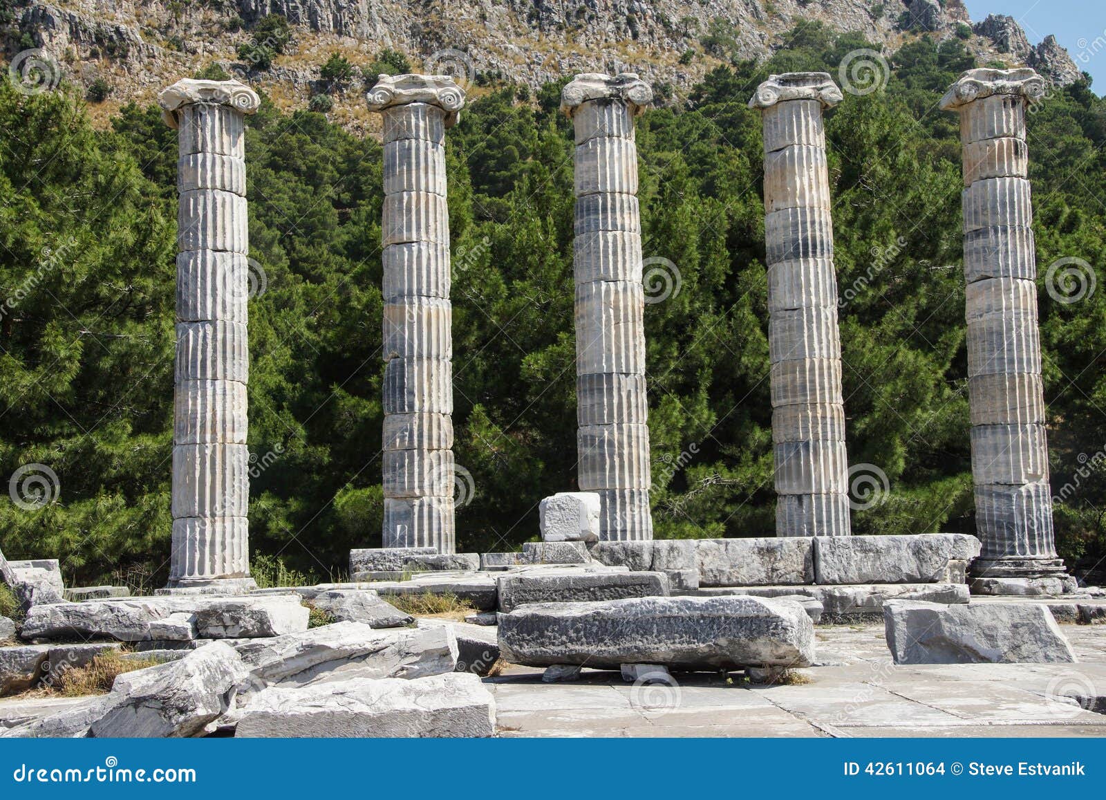 Ionic Columns Temple of Athena Stock Photo - Image of polias, column ...