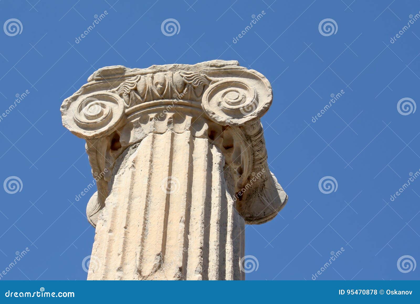 Ionic Order Column Chapiter Against Blue Sky Stock Photo - Image of ...