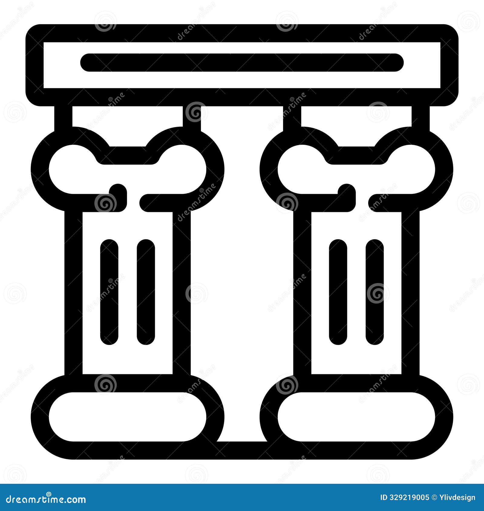 Ionic Order Columns Supporting Stone Entablature Linear Icon Stock ...