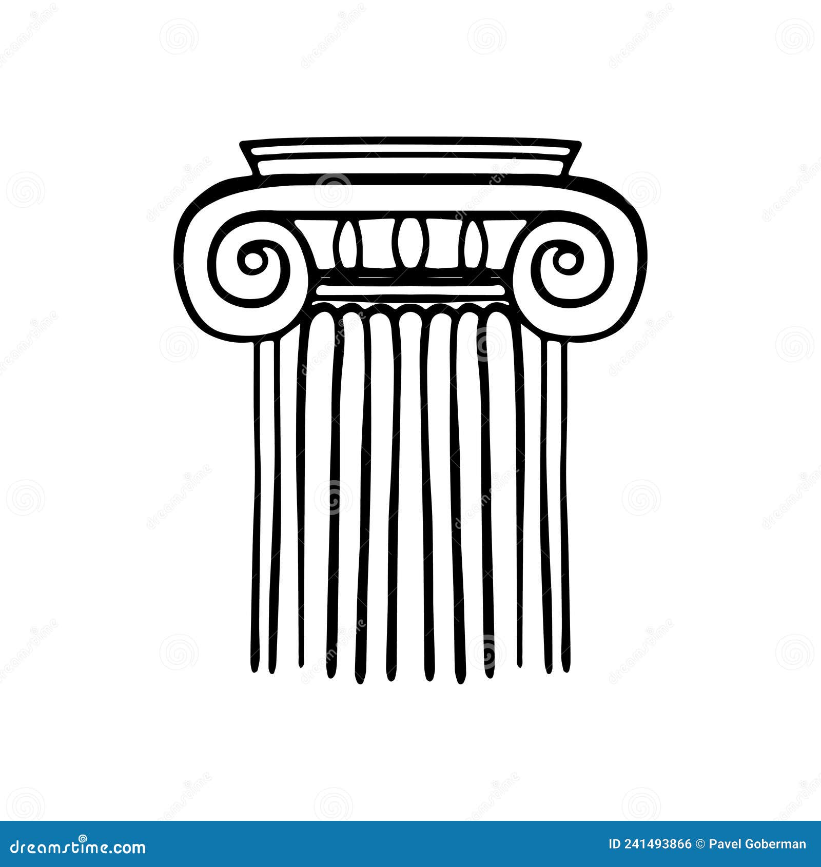 Ionic Order. Vector Hand Drawn Illustration of Classical Capital Stock ...
