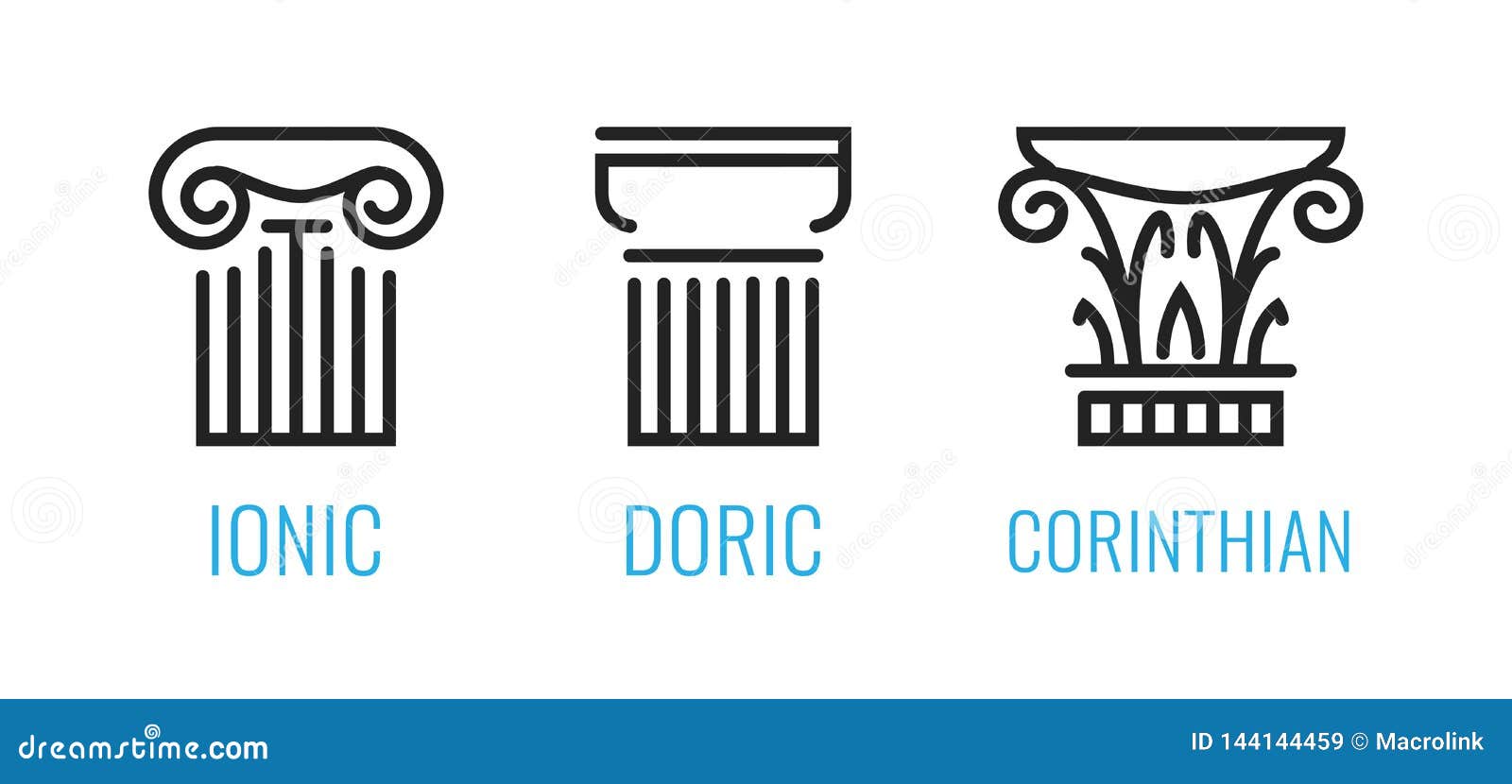 Ionic Orders of Ancient Greece. Ionic, Dorian, Corintian Column Lineart ...