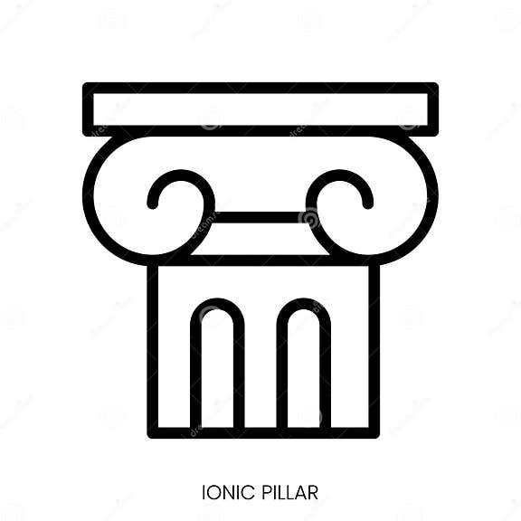 Ionic Pillar Icon. Line Art Style Design Isolated on White Background ...