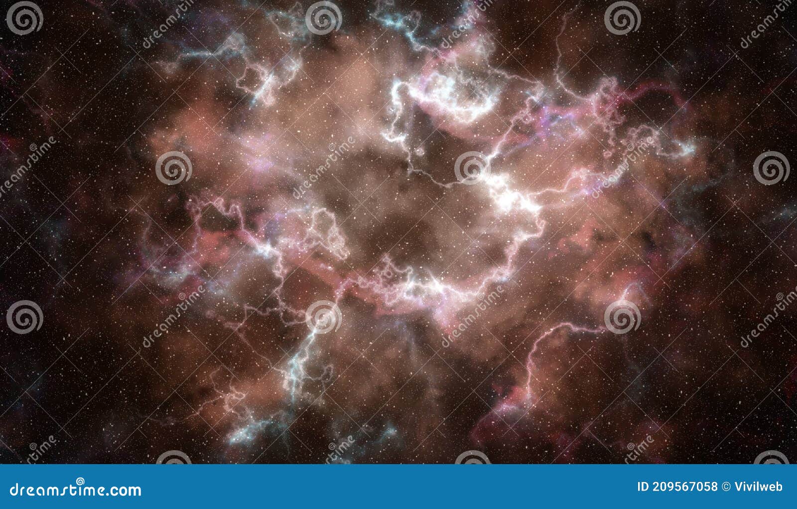 Ionized Plasma Lightnings in Cosmic Nebula Stock Photo - Image of ...