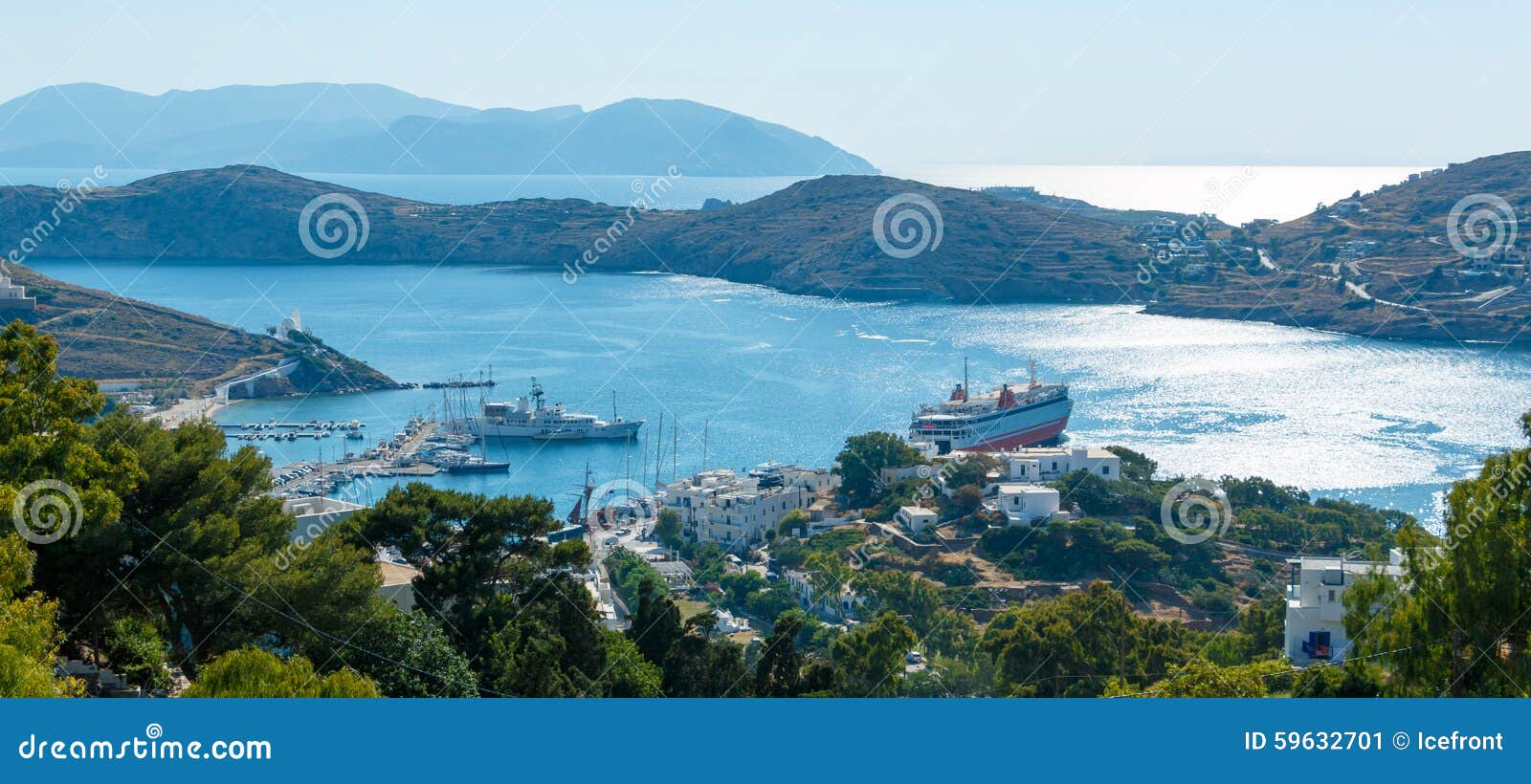 Ios island harbor stock image. Image of harbor, boat - 59632701