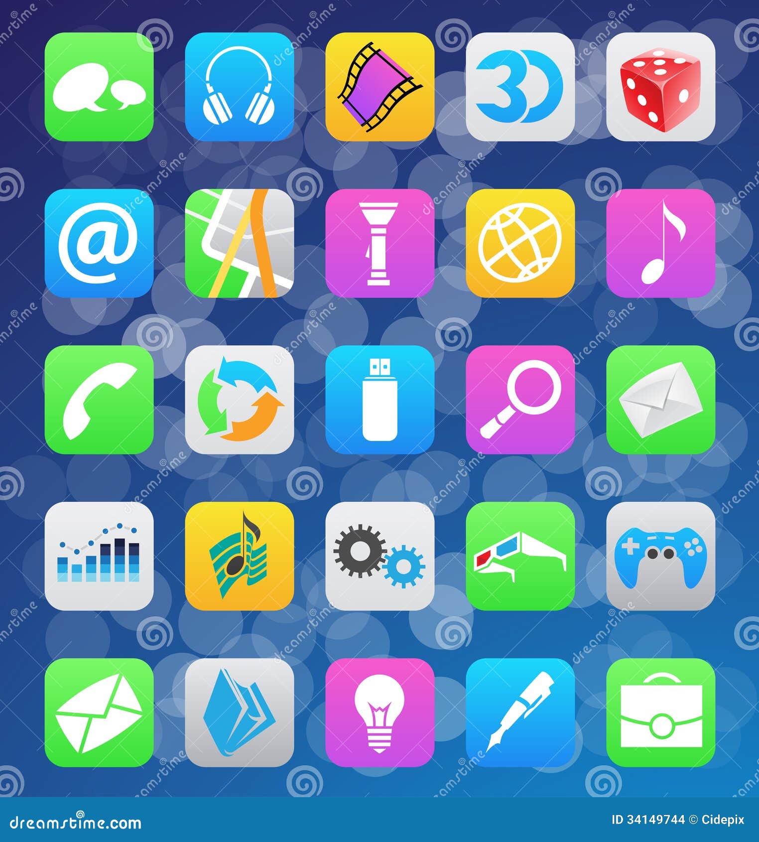 Ios 7 Stijl Mobiele App Pictogrammen Vector Illustratie - Illustration ...