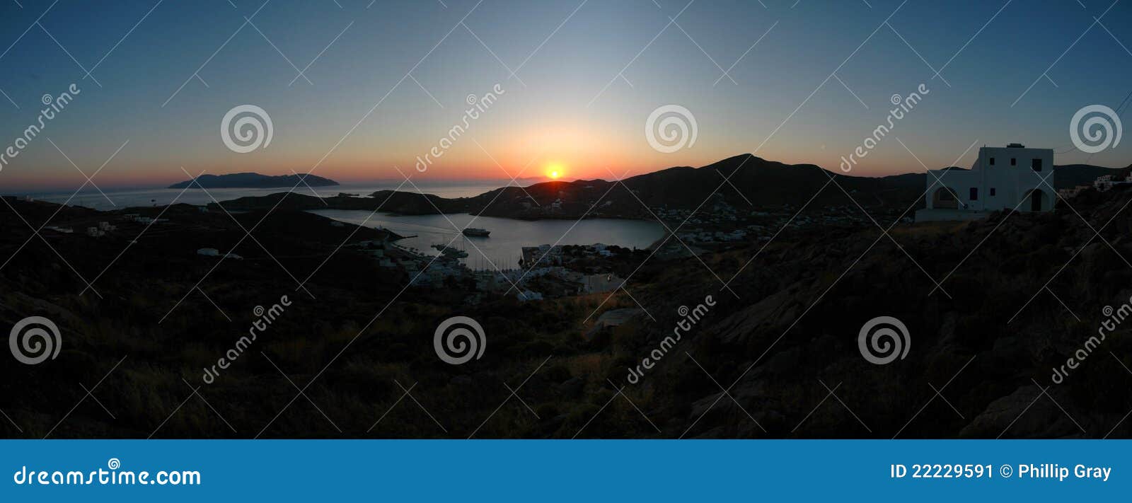 Ios sunset panorama stock image. Image of holiday, panorama - 22229591