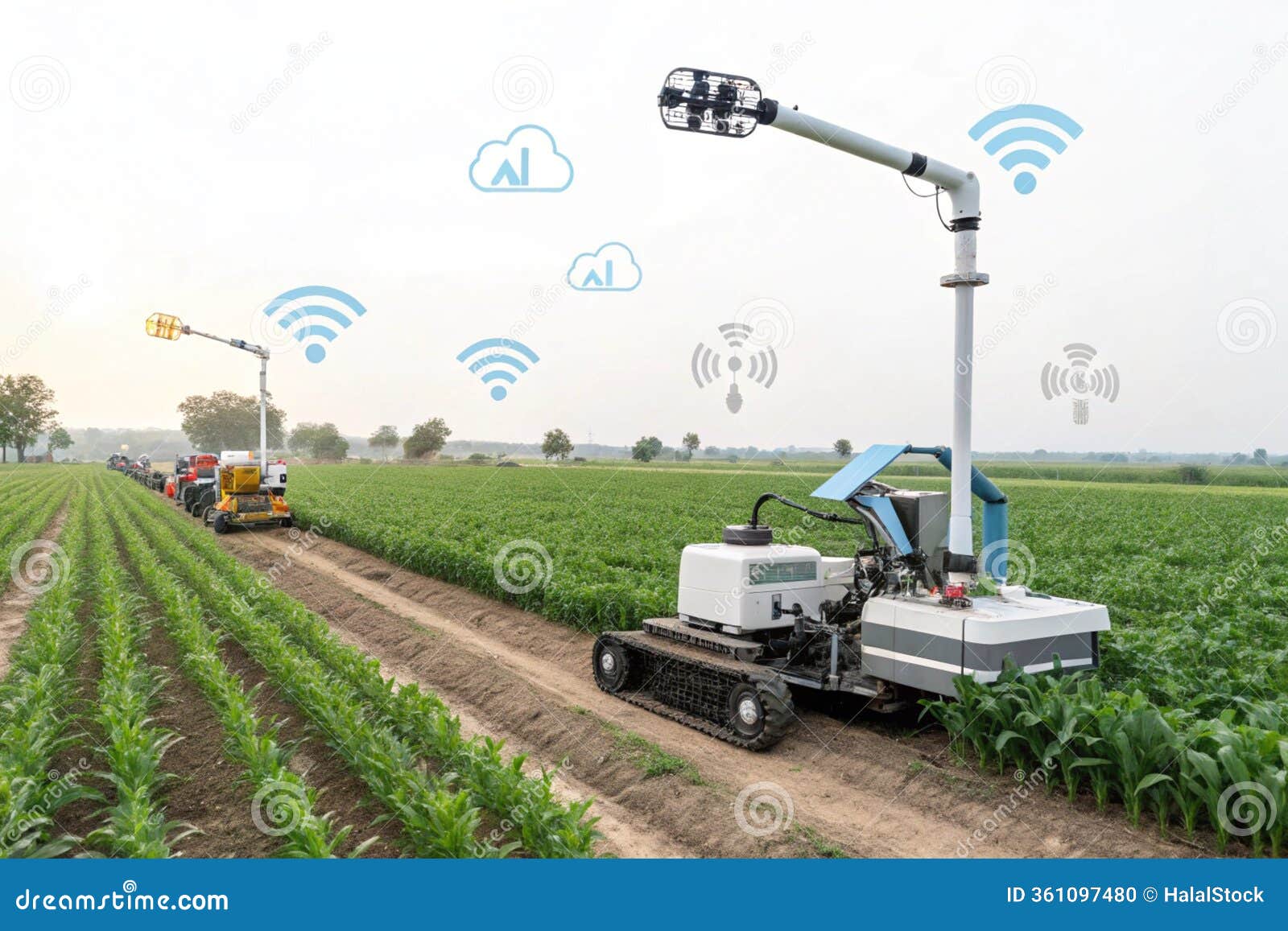 IoT in Agriculture: Smart Robotics and AI for Farm Management Stock ...