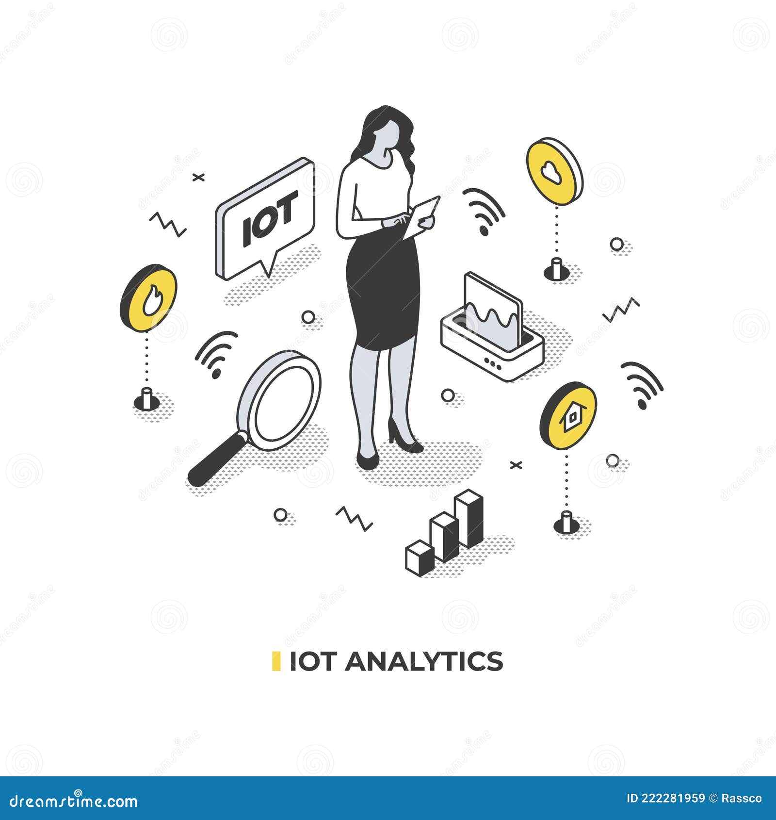 IOT Analytics Isometric Illustration Stock Vector - Illustration of connection, system: 222281959
