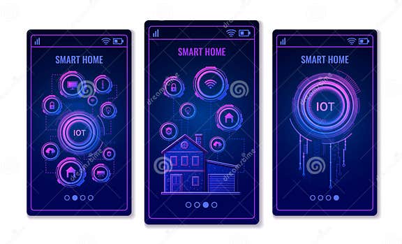 IoT App Design in Gradient Design Stock Illustration - Illustration of ...
