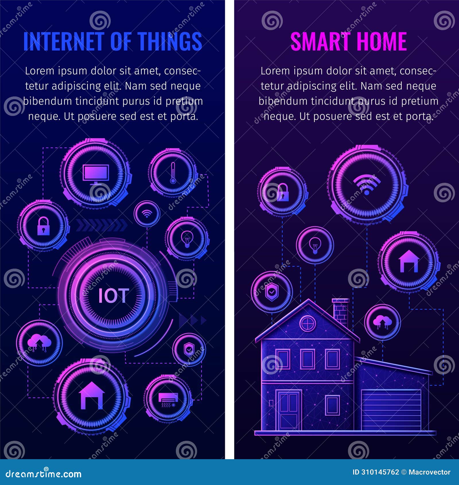 IoT Banners in Gradient Design Stock Illustration - Illustration of ...