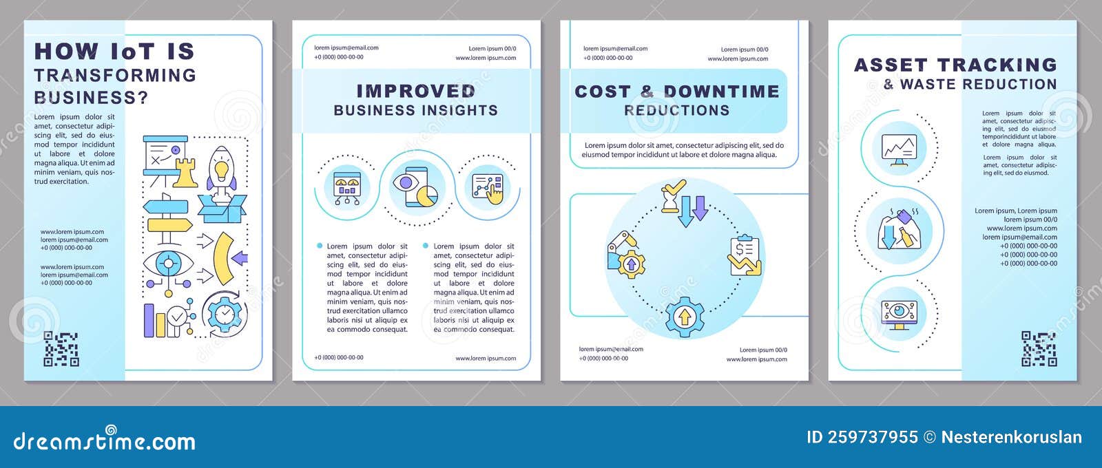 IoT Business Transformation Light Blue Brochure Template Stock Vector - Illustration of booklet ...