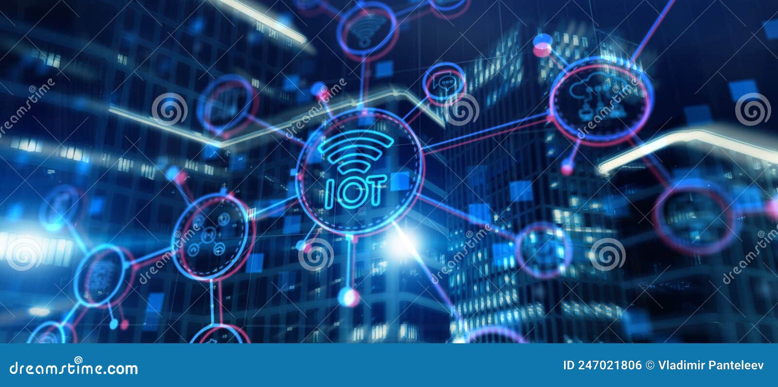 IOT Concept. Internet of Things. Smart City and Communication Network ...