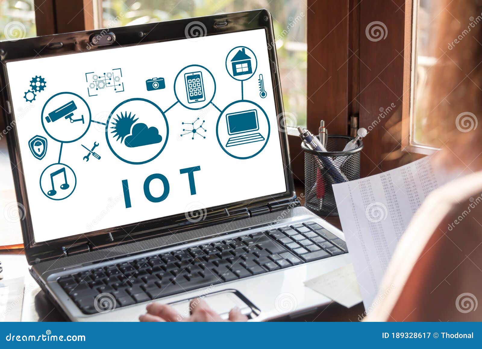 Iot Concept on a Laptop Screen Stock Image - Image of digital ...