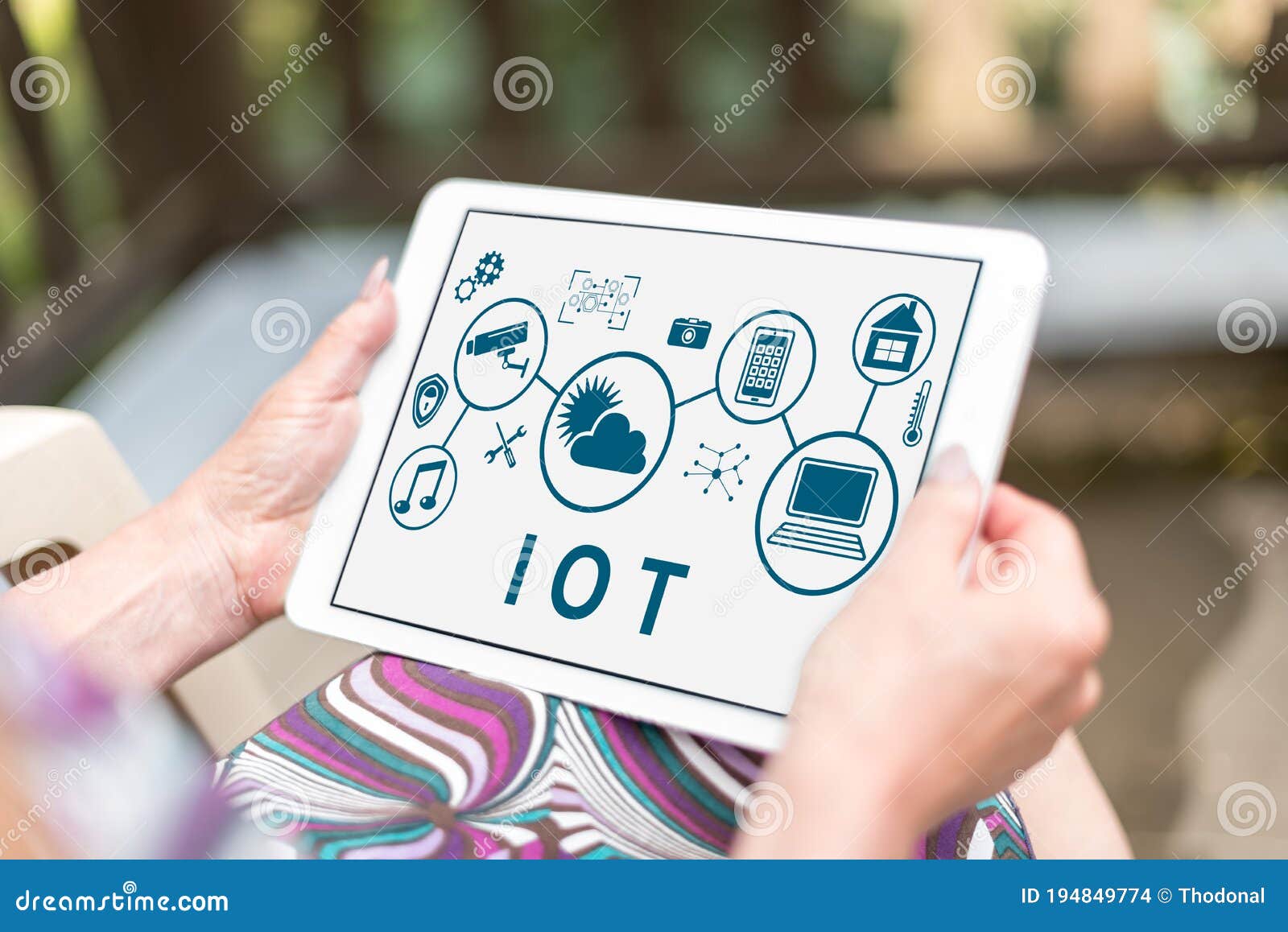 Iot concept on a tablet stock photo. Image of wireless - 194849774