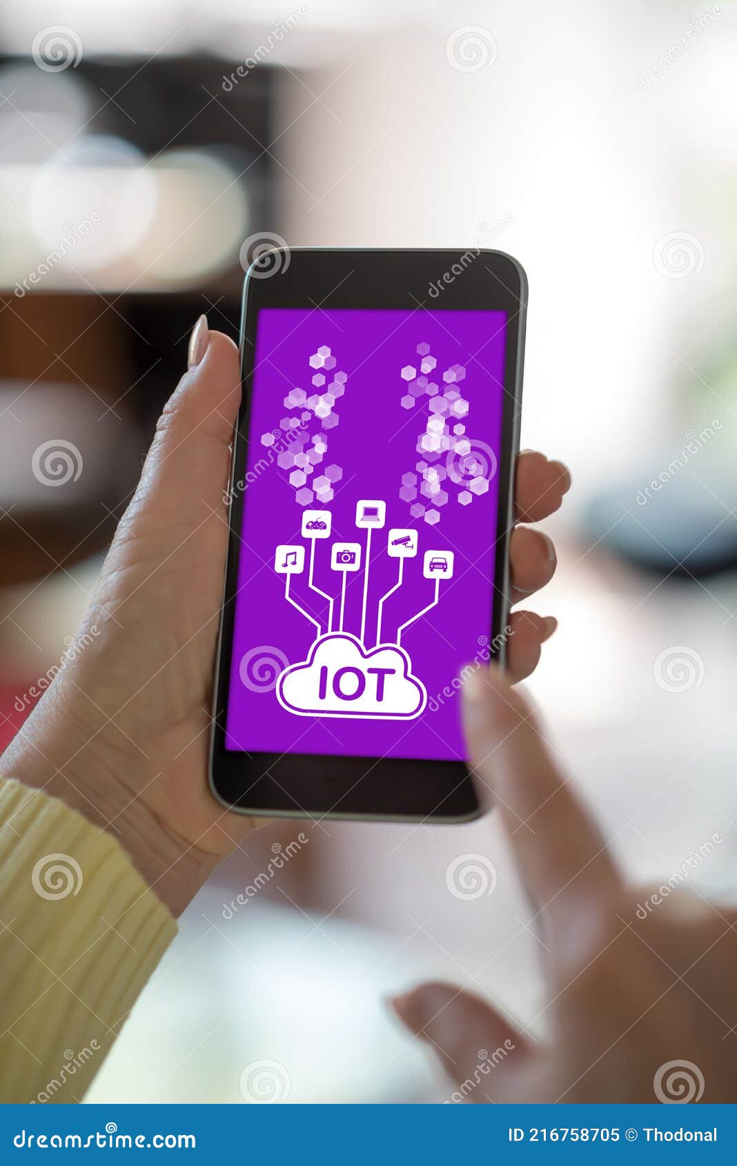 Iot Concept on a Smartphone Stock Image - Image of connection, science ...