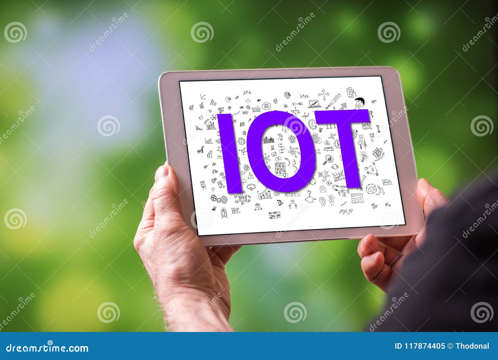 Iot concept on a tablet stock image. Image of network - 117874405
