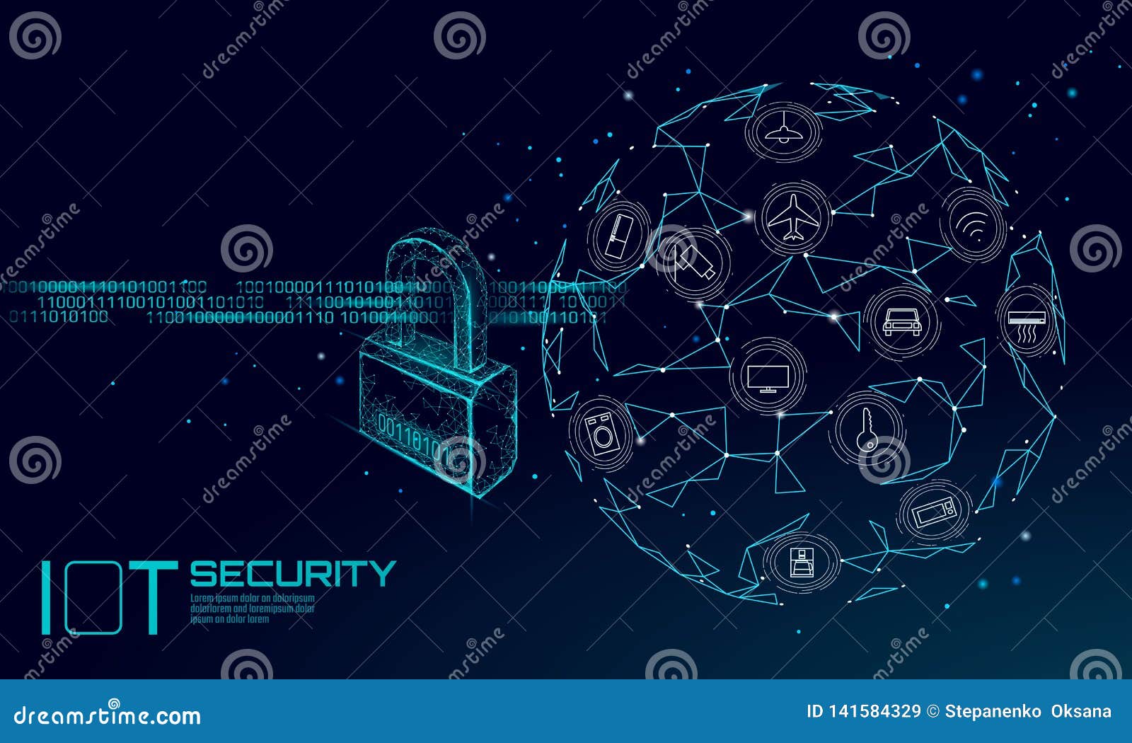 IOT Cyber Security Padlock Concept. Personal Data Safety Internet Of ...