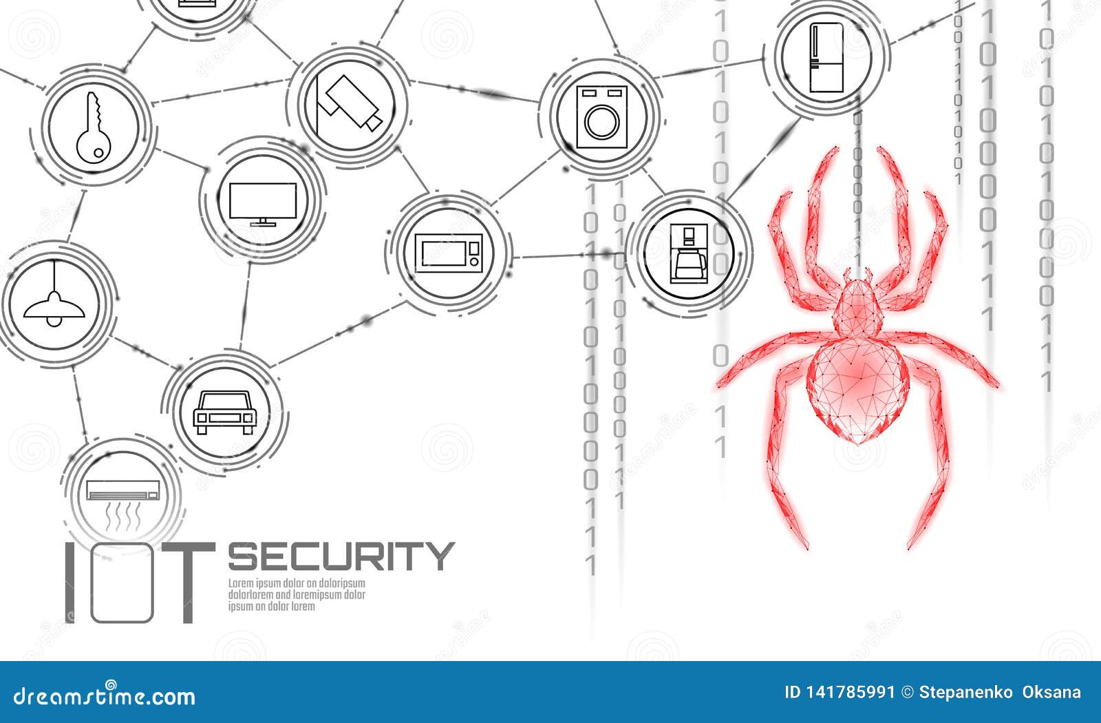 IOT Cybersecurity Spider Concept. Personal Data Safety Internet of ...