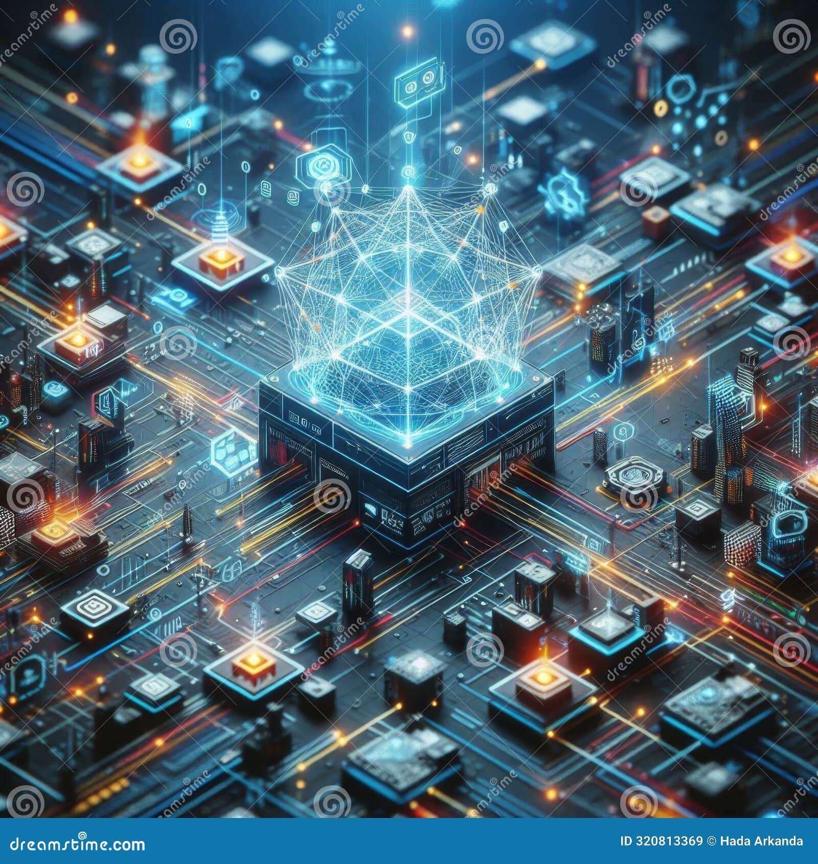 Iot Data Transmission Blockchain Links Cyber Network Pathways Stock