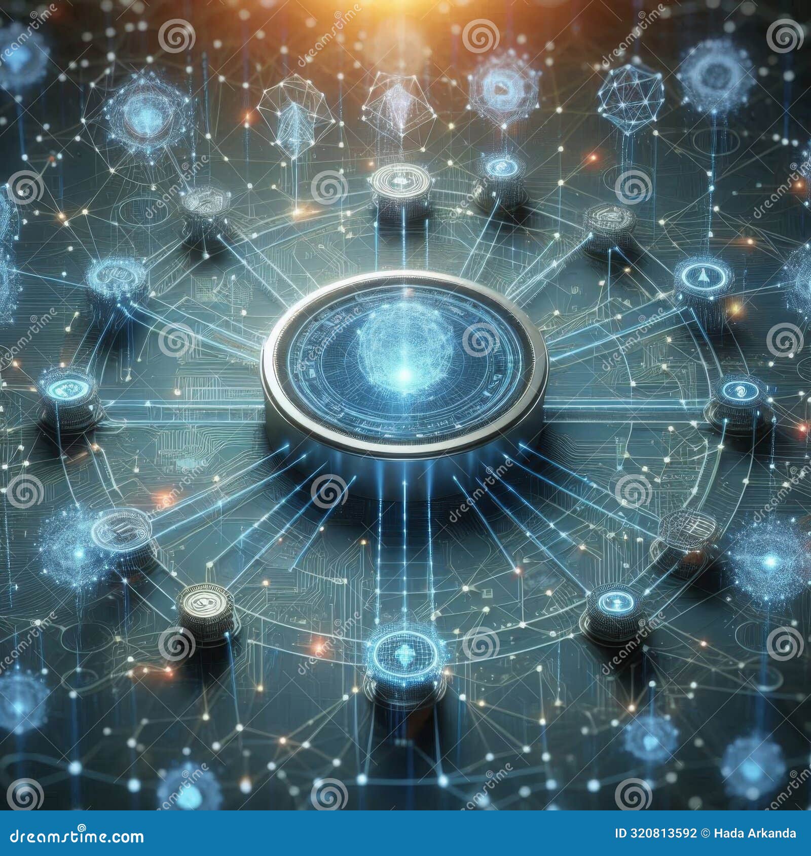 Iot Data Transmission Blockchain Links Cyber Network Pathways Stock
